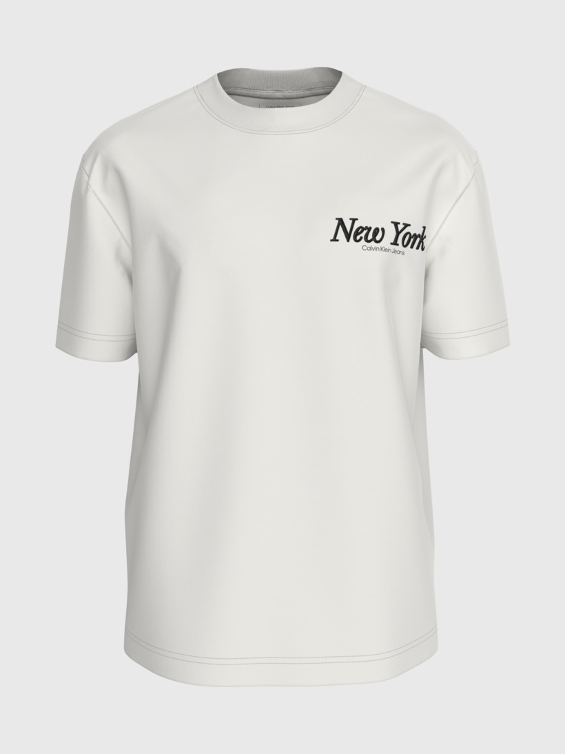 Erkek New York Script T-Shirt Ekru J30J326862YBI | Calvin Klein