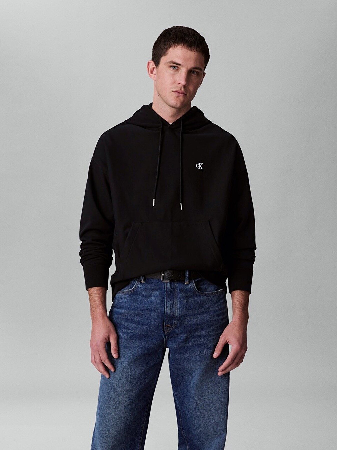 Erkek Premium Terry Monogram Sweatshirt Siyah LV04RC278GUB1 | Calvin Klein